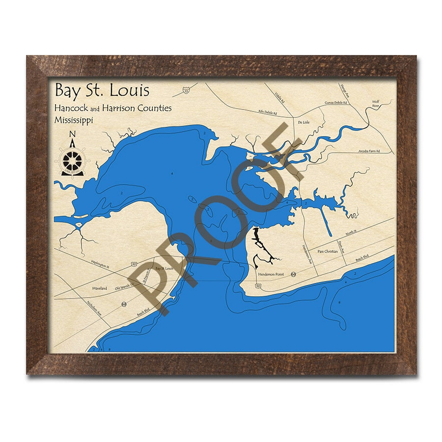 Bay St. Louis Gulf Coast MS 3D Wood Map Custom Nautical | Etsy