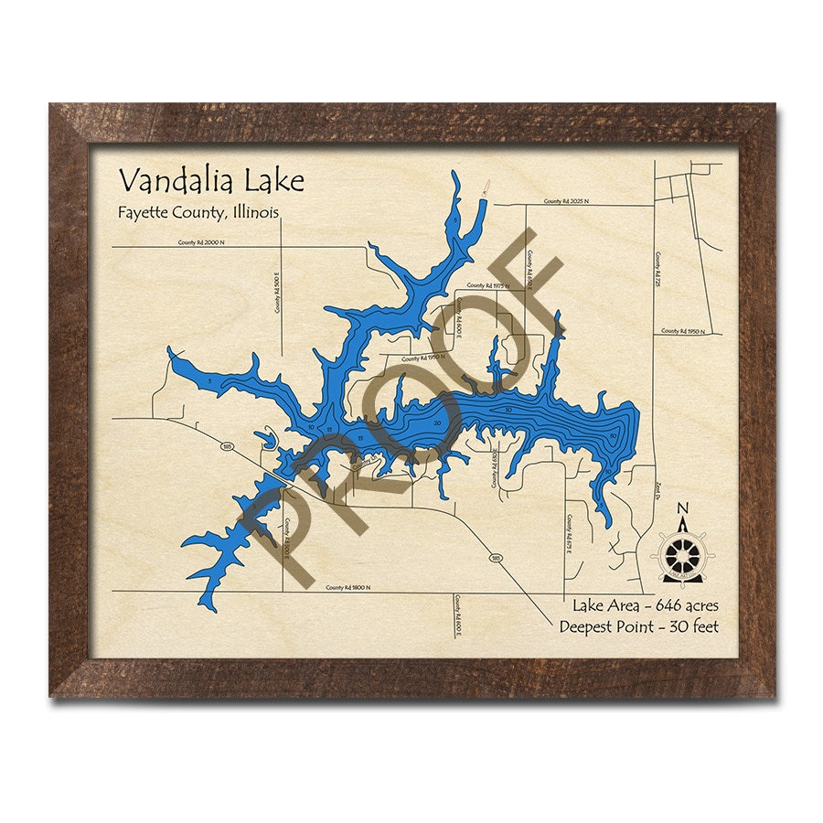 Vandalia Lake Illinois 3D Wood Map Custom Nautical Map | Etsy