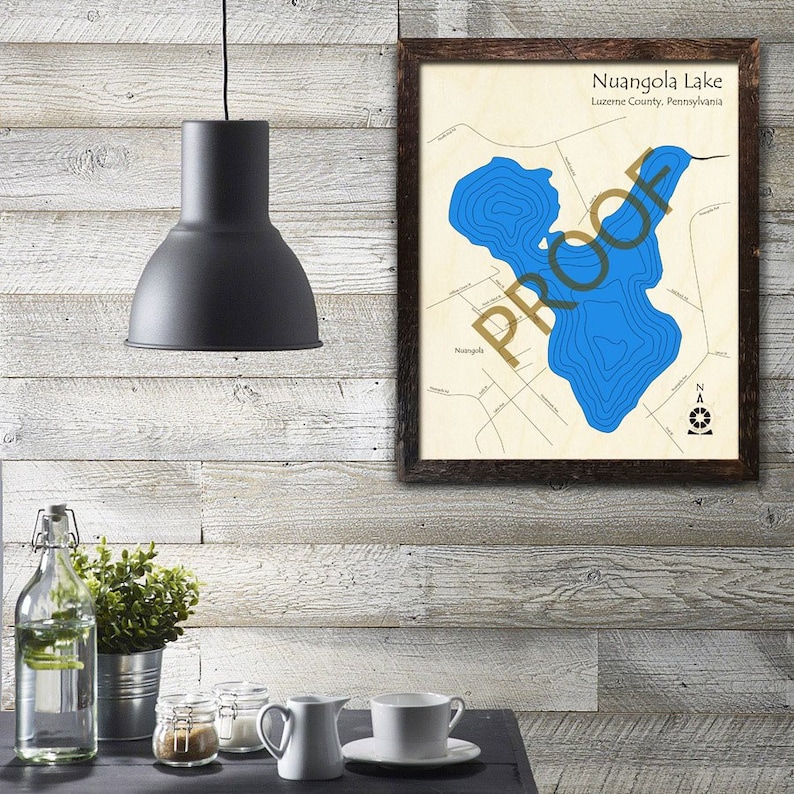 Nuangola Lake, PA 3D Wood Map | Custom Cabin Decor - Beach House Décor ...