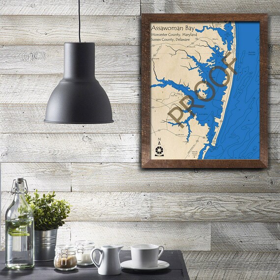 Assawoman Bay Ocean City 3D Map Custom Nautical Wood Map - Etsy