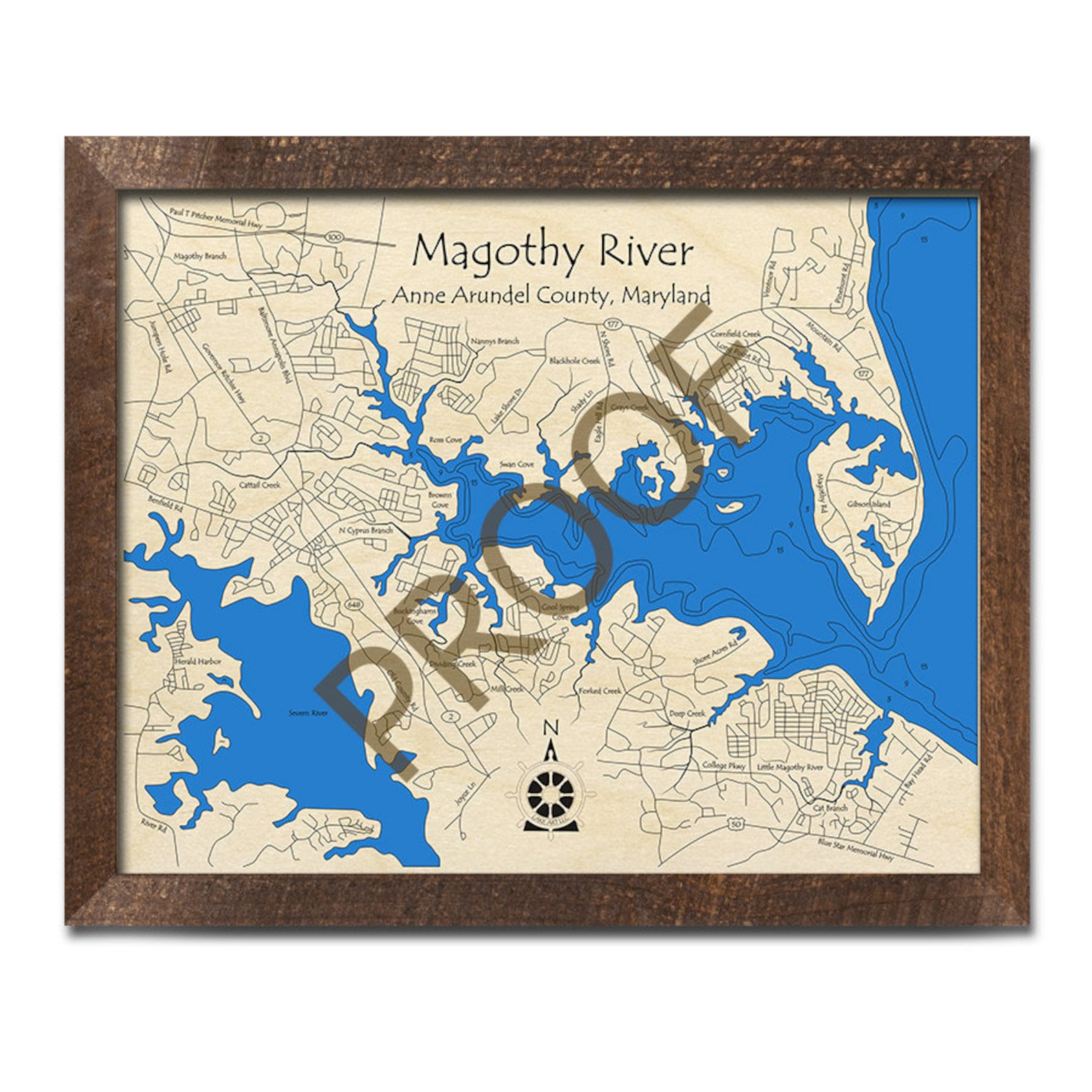 Magothy River Chesapeake Bay 3D Map Custom Nautical Wood - Etsy