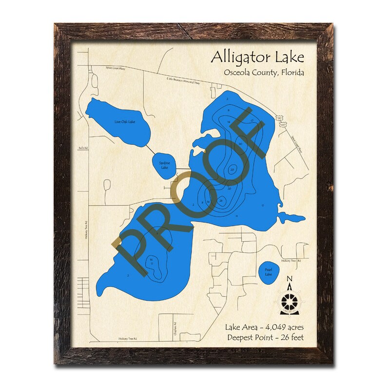 Alligator Lake Florida 3D Wood Map Cabin Decor Lake House - Etsy