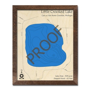 Little Crooked Lake, MI 3D Wood Map Custom Nautical Map, Cabin Decor ...