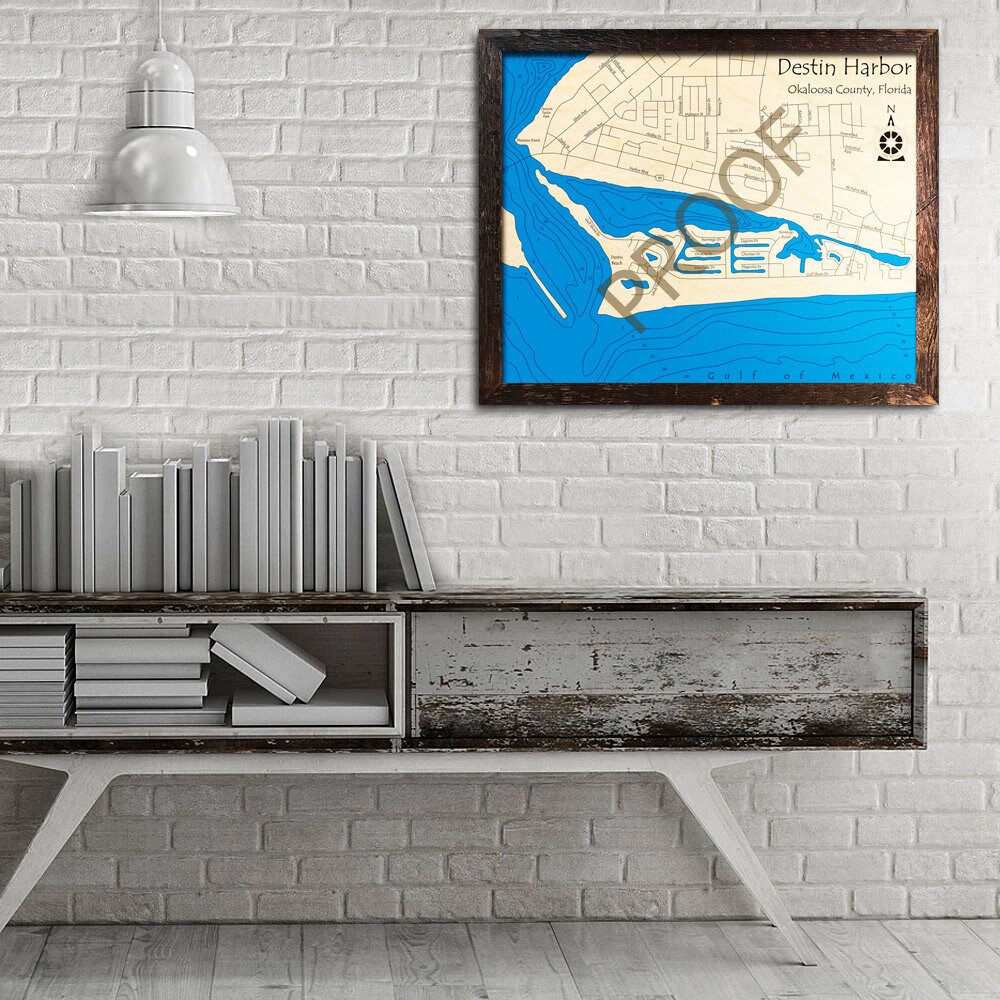 Destin Harbor Florida 3D Laser-cut Map Topographic Map | Etsy
