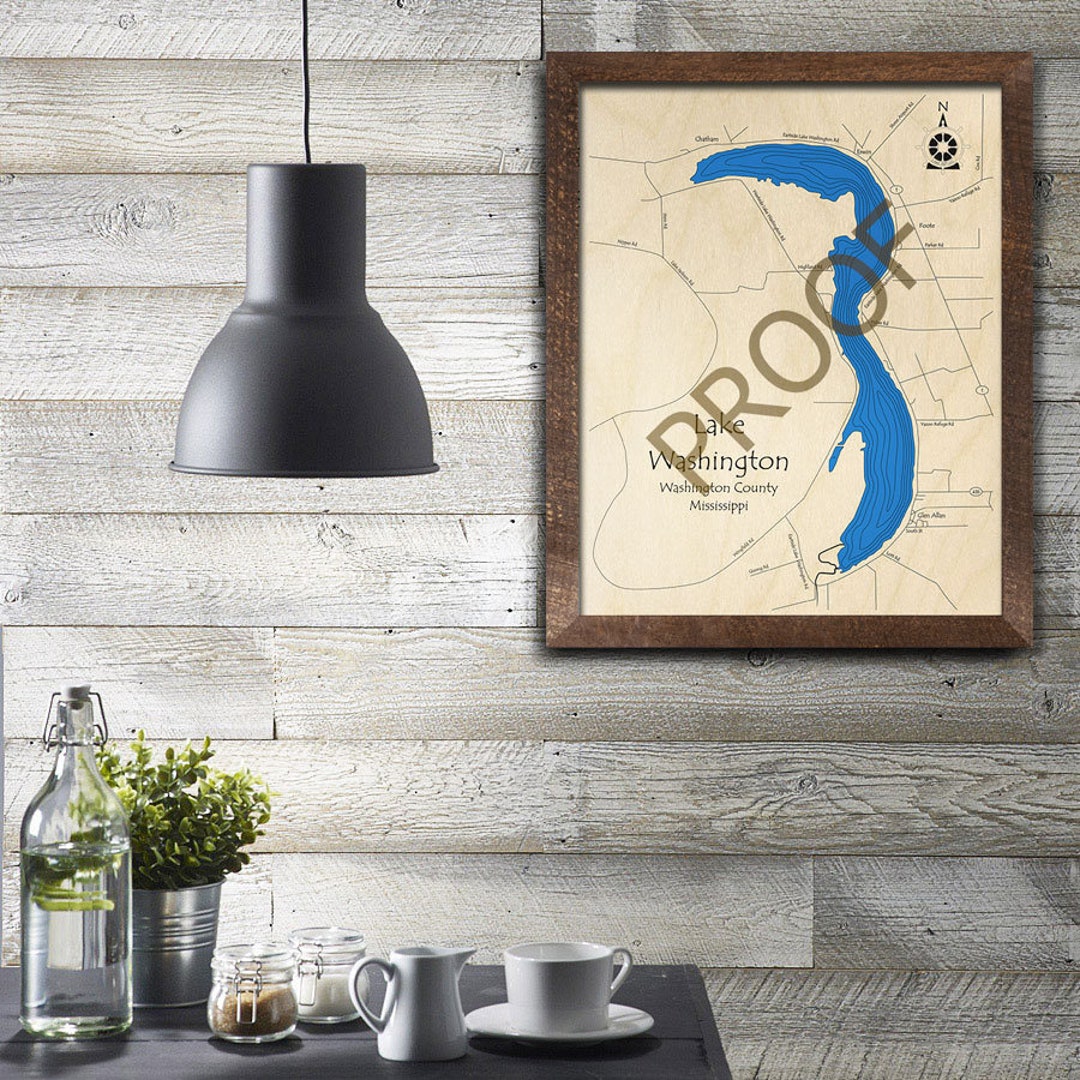 Lake Washington, MS 3D Wood Map | Custom Nautical Map, Cabin Decor ...