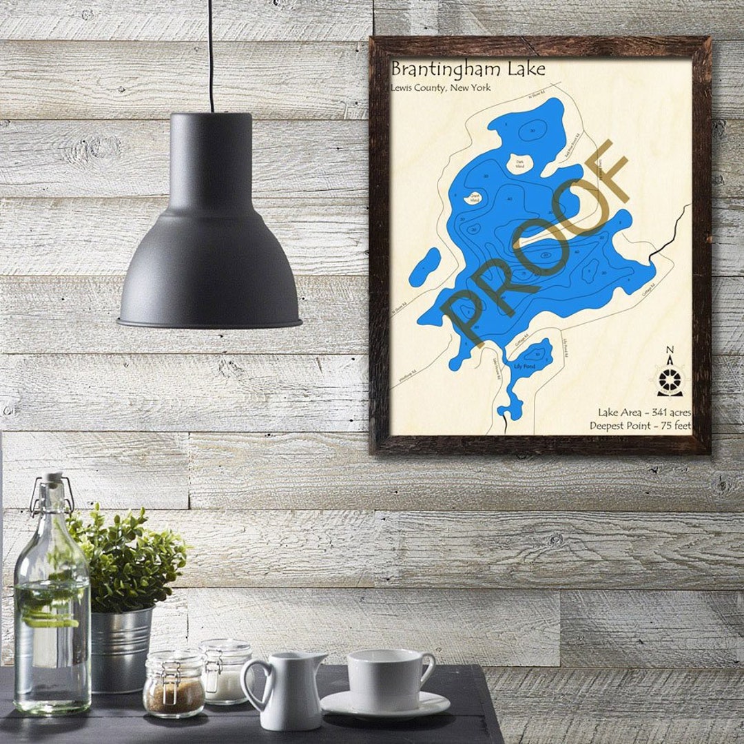 Brantingham Lake, New York 3D Wood Map | Cabin Decor - Lake House Décor ...