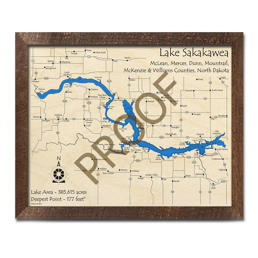 Lake Sakakawea ND 3D Wood Map 3D Depth Map Cabin Decor | Etsy