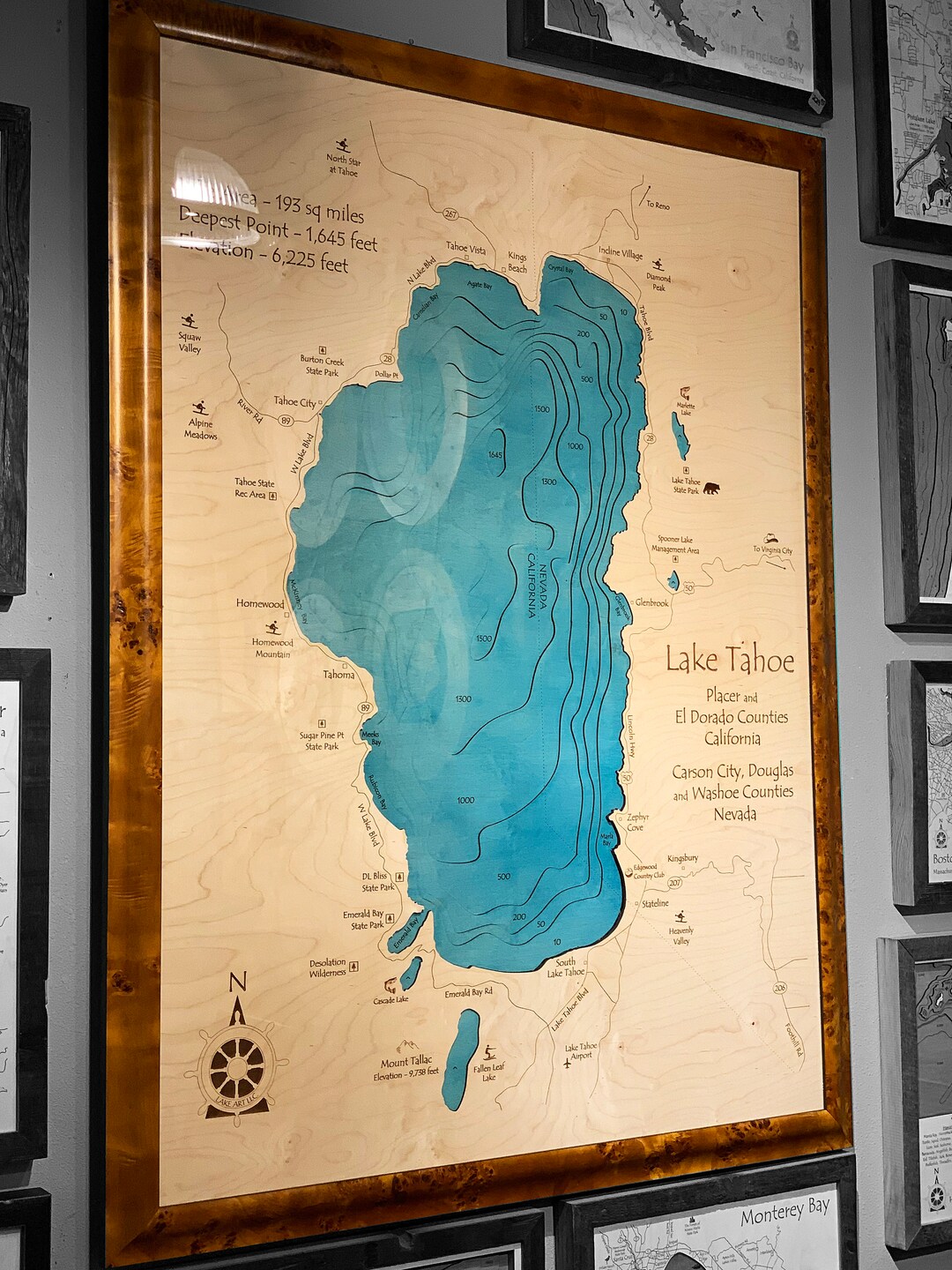 Custom 3D Wood Lake Map, Nautical Wall Art (36x48) - Etsy