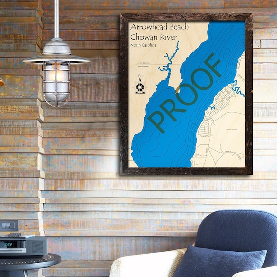 Arrowhead Beach Chowan River NC 3D Wood Map Cabin Decor | Etsy