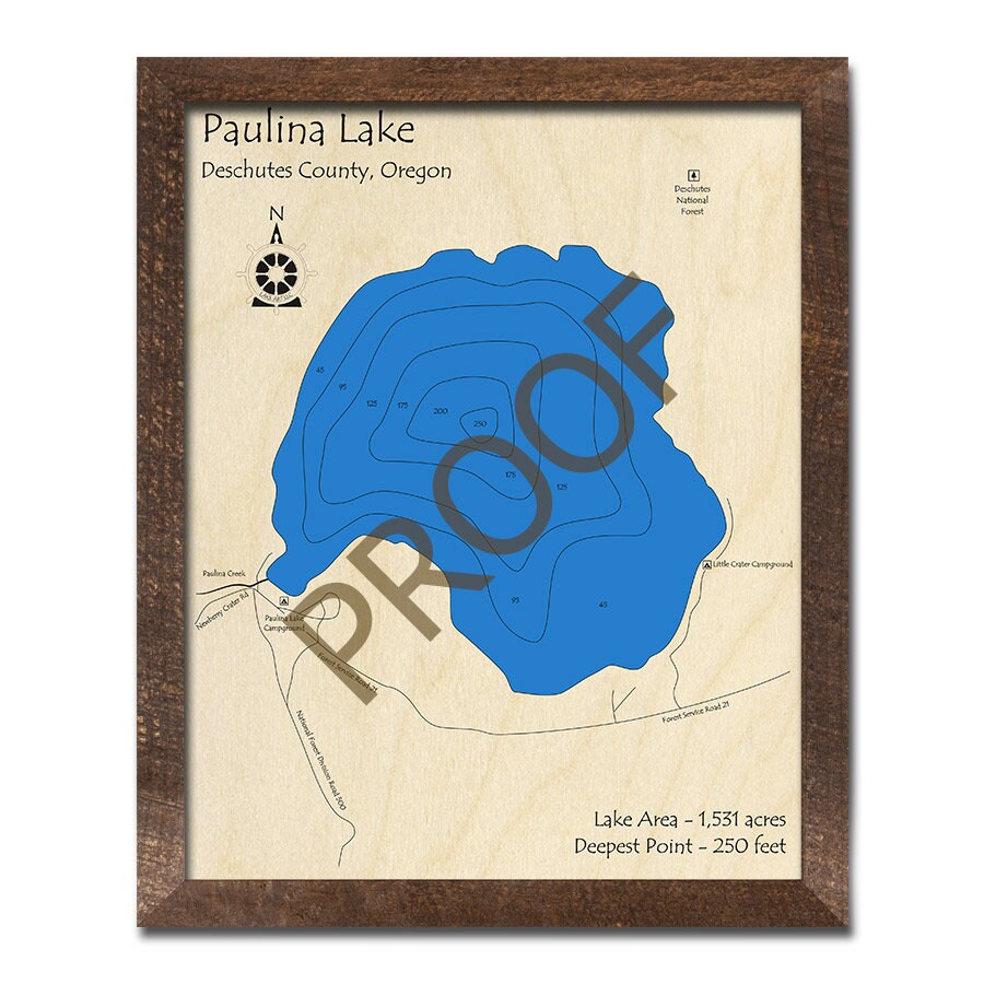 Paulina Lake OR 3D Wood Map 3D Depth Map Cabin Decor Lake | Etsy