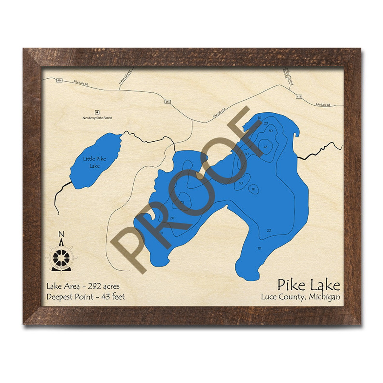 Pike Lake, MI 3D Wood Carved Map | Custom Nautical Map, Cabin Decor ...