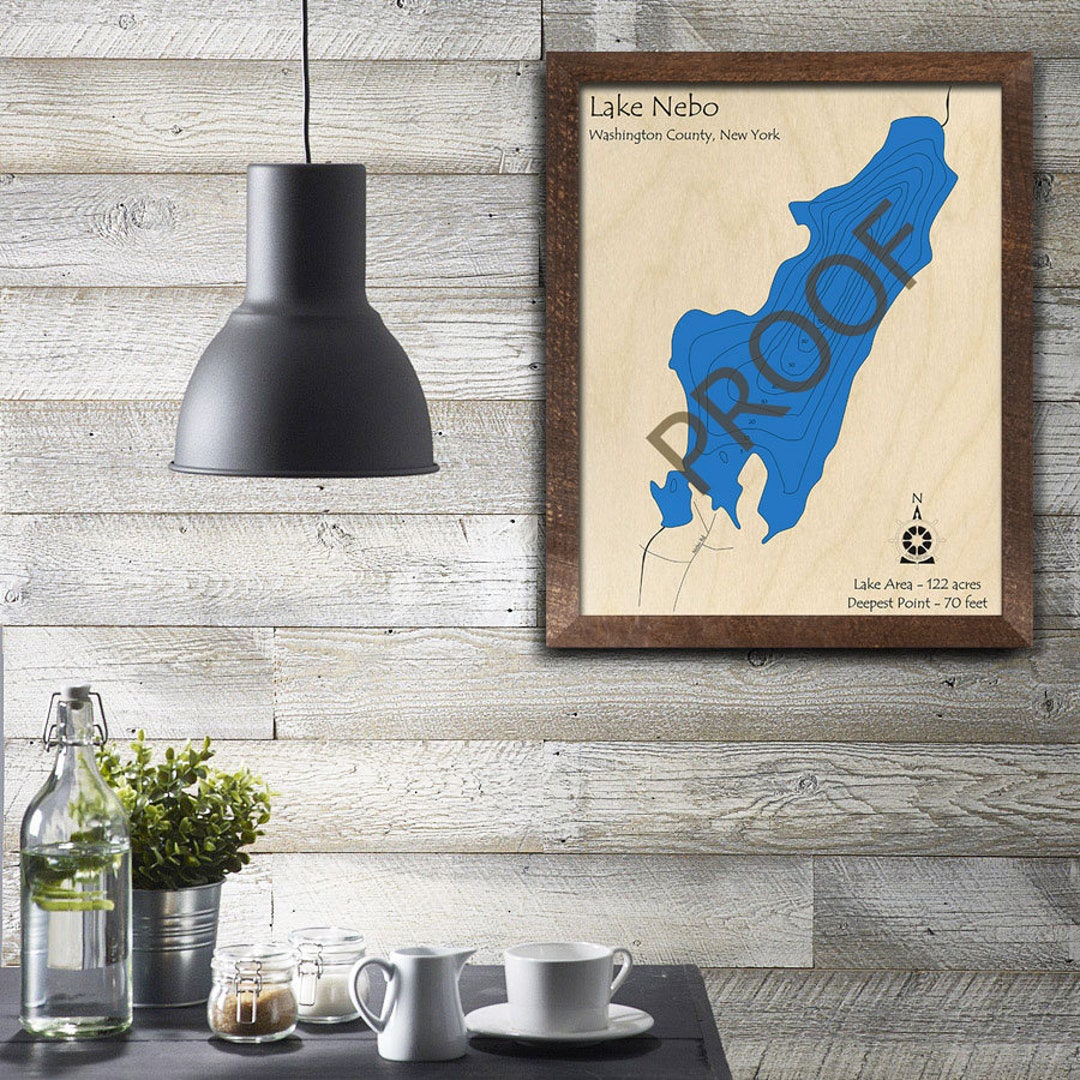 Lake Nebo, NY 3D Wood Map | Custom Nautical Chart, Cabin Decor, Lake ...