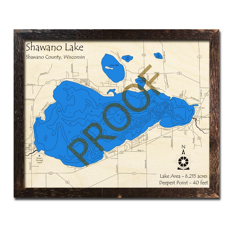 Shawano Lake Wisconsin 3D Wood Map Cabin Decor Lake House - Etsy UK