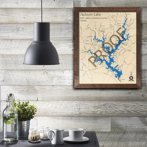 Jackson Lake GA 3D Wood Map Custom Nautical Chart Unique | Etsy