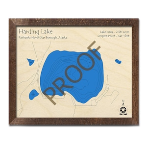 Harding Lake, Alaska 3D Wood Map | Custom Nautical Map, Cabin Decor ...