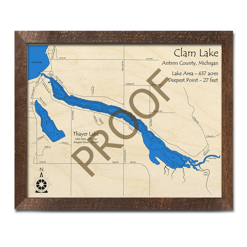 Clam Lake MI 3D Wood Map Custom Nautical Map Cabin Decor - Etsy