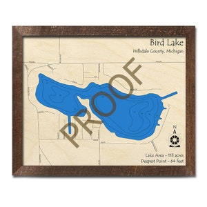 Bird Lake, MI 3D Wood Map | Custom Nautical Map, Cabin Decor, Lake ...