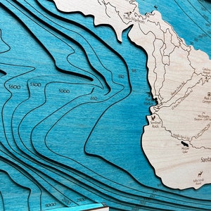 3D Catalina Map Nautical Wood Chart Laser-etched Carved 3D Wood Map ...