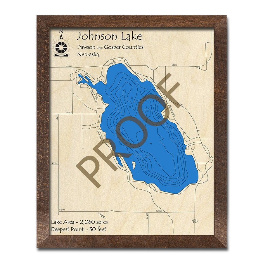 Johnson Lake, NE 3D Wood Map | 3D Depth Map, Cabin Decor, Lake House ...