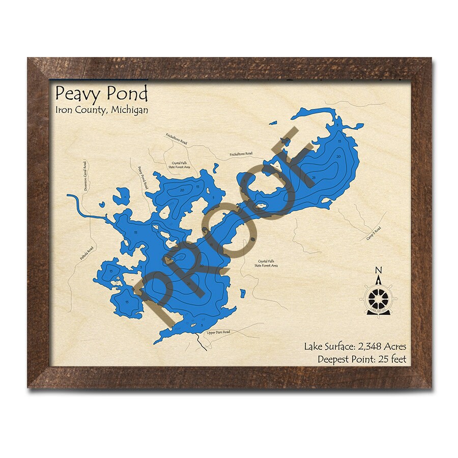 Peavy Pond, MI 3D Wood Carved Map | Custom Nautical Map, Cabin Decor ...