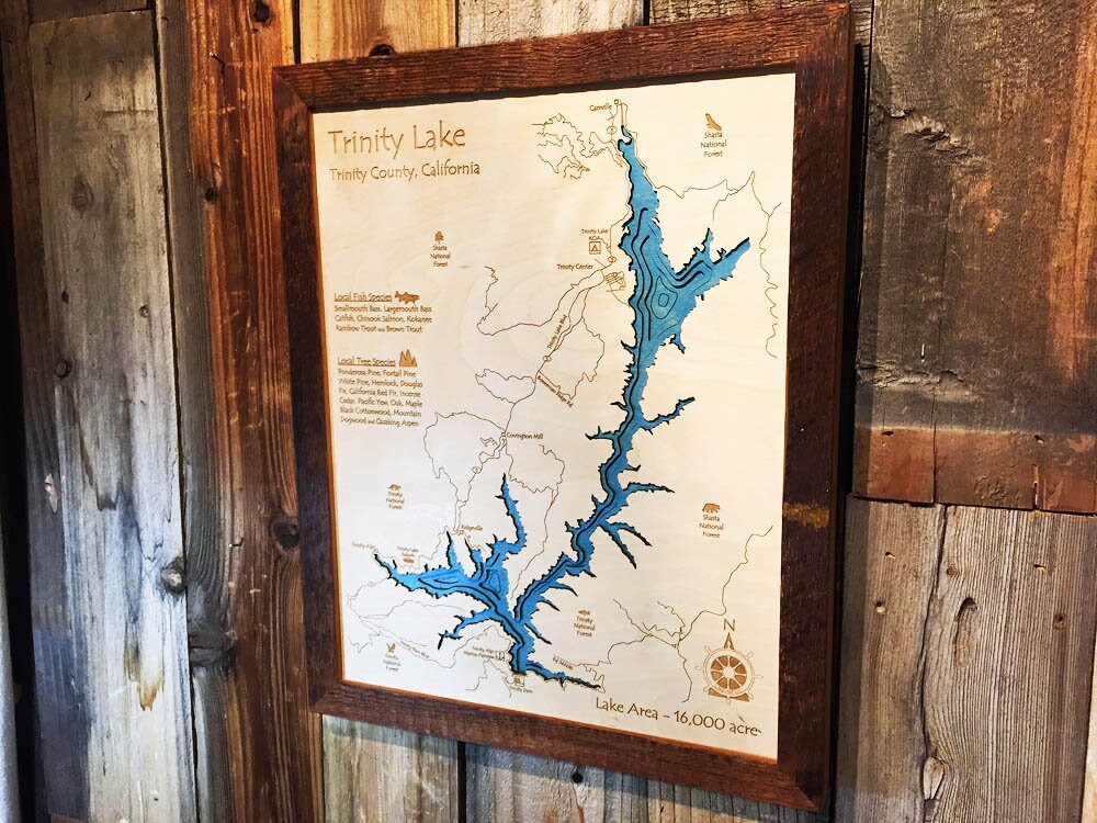 Trinity Lake CA 3D Nautical Wood Map Laser-etched Carved - Etsy