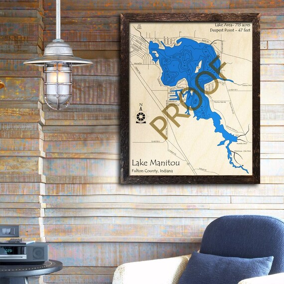 Lake Manitou Indiana 3D Wood Map Cabin Decor Lake House - Etsy