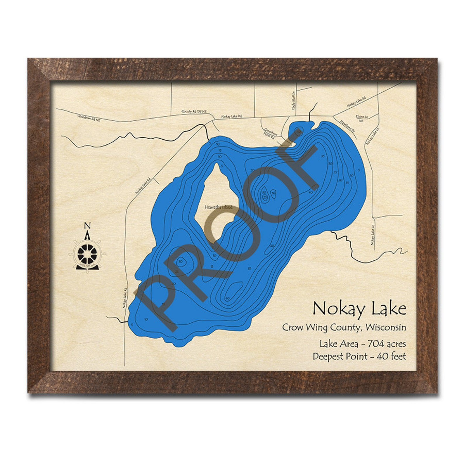 Nokay Lake MN 3D Wood Map Custom Nautical Map Cabin Decor - Etsy Italia