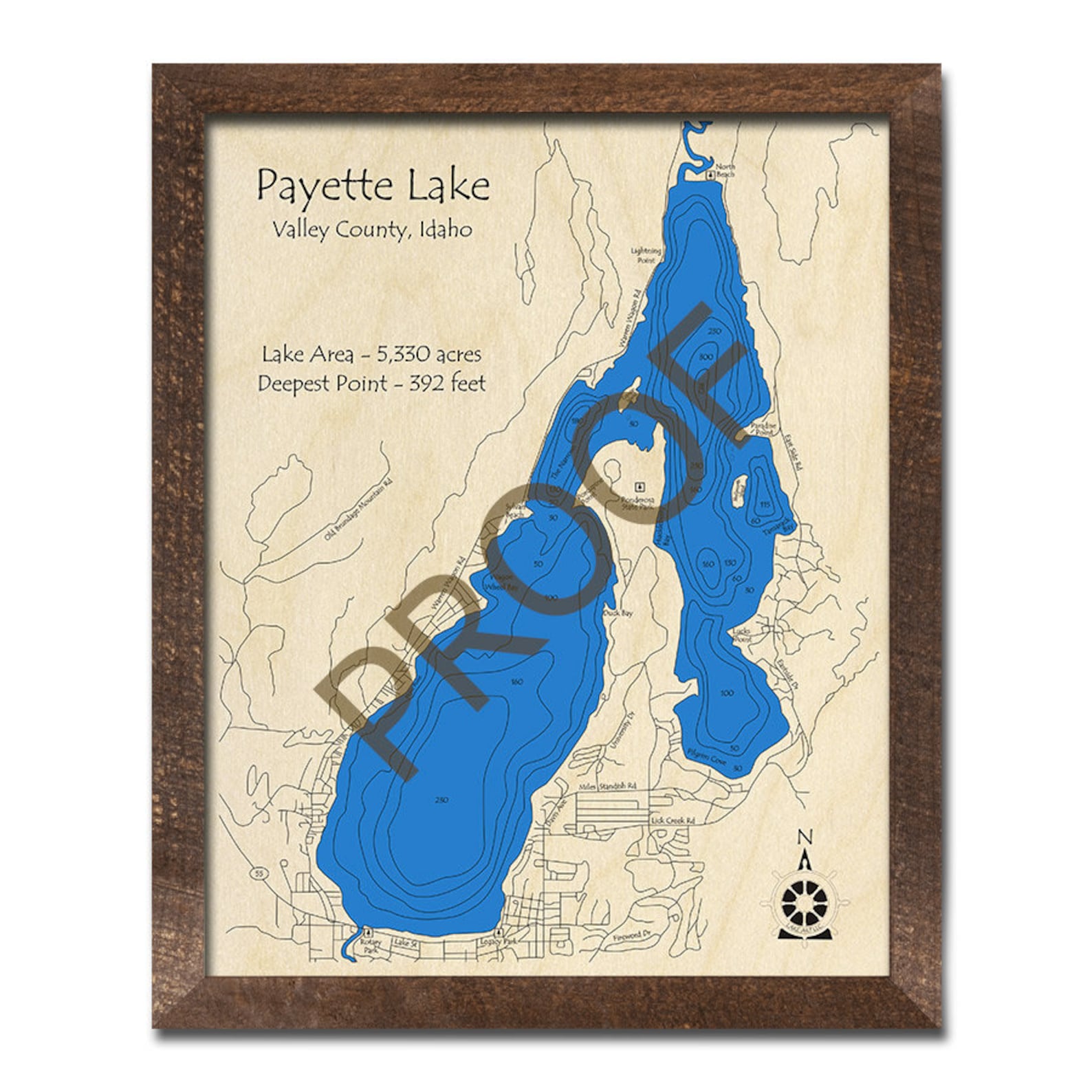 Payette Lake ID 3D Wood Map 3D Depth Map Cabin Decor Lake - Etsy