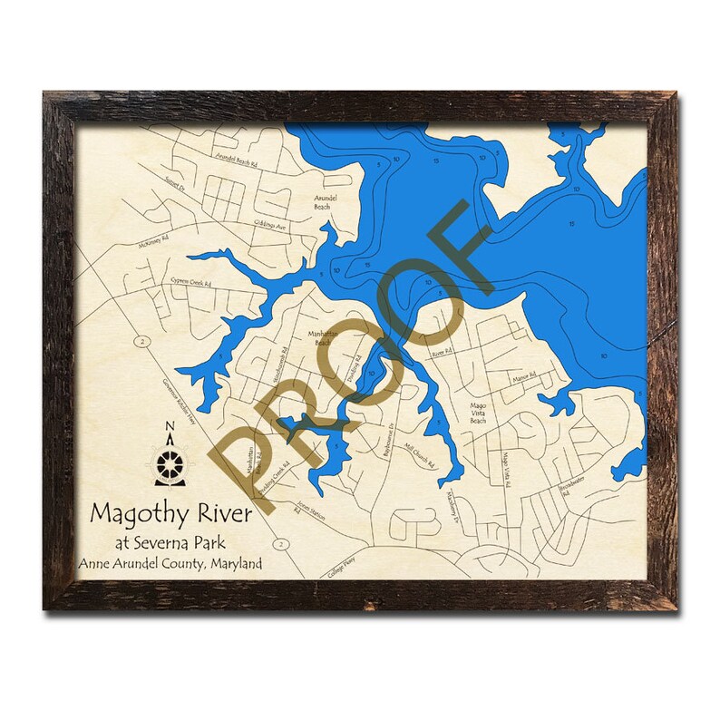 Magothy River, Maryland 3D Wood Map | Cabin Decor - Lake House Décor ...