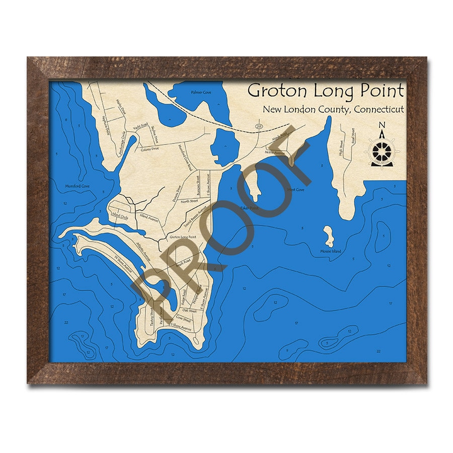 Groton Long Point CT 3D Wood Map Custom Nautical Map | Etsy