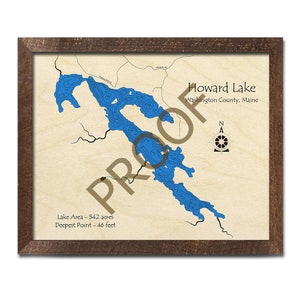 Howard Lake, Maine 3D Wood Map | Custom Nautical Map, Unique Cabin ...