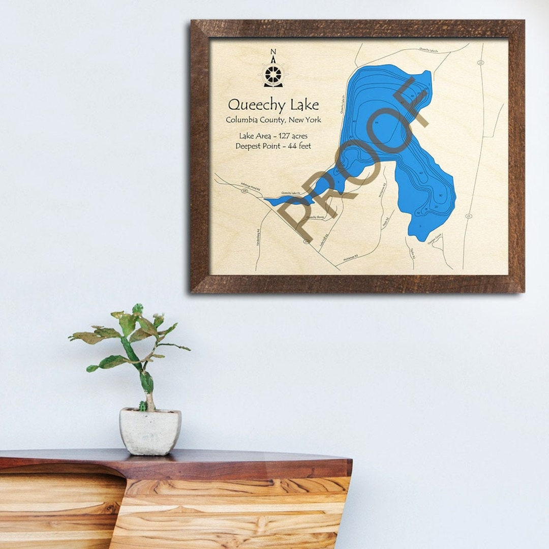 Queechy Lake, NY 3D Wood Map | Custom Nautical Chart, Cabin Decor, Lake ...
