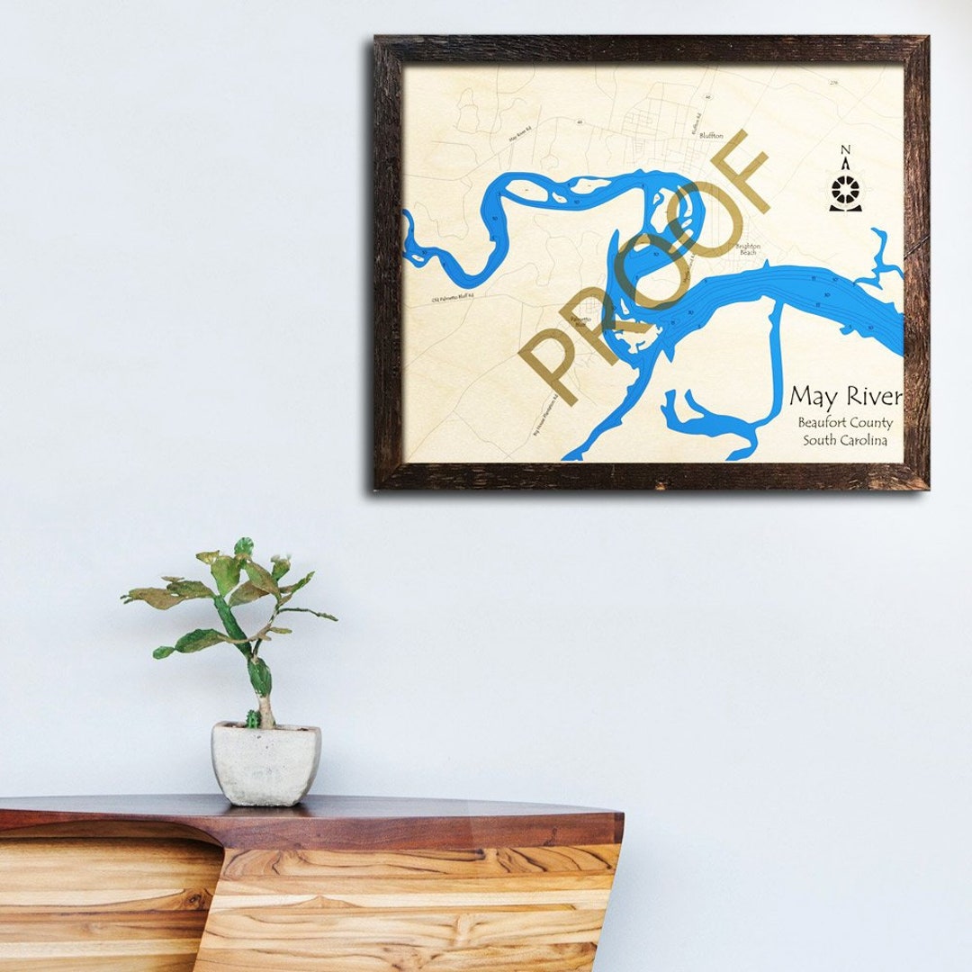 May River-bluffton-brighton Beach, SC 3D Wood Map | Cabin Decor - Lake ...