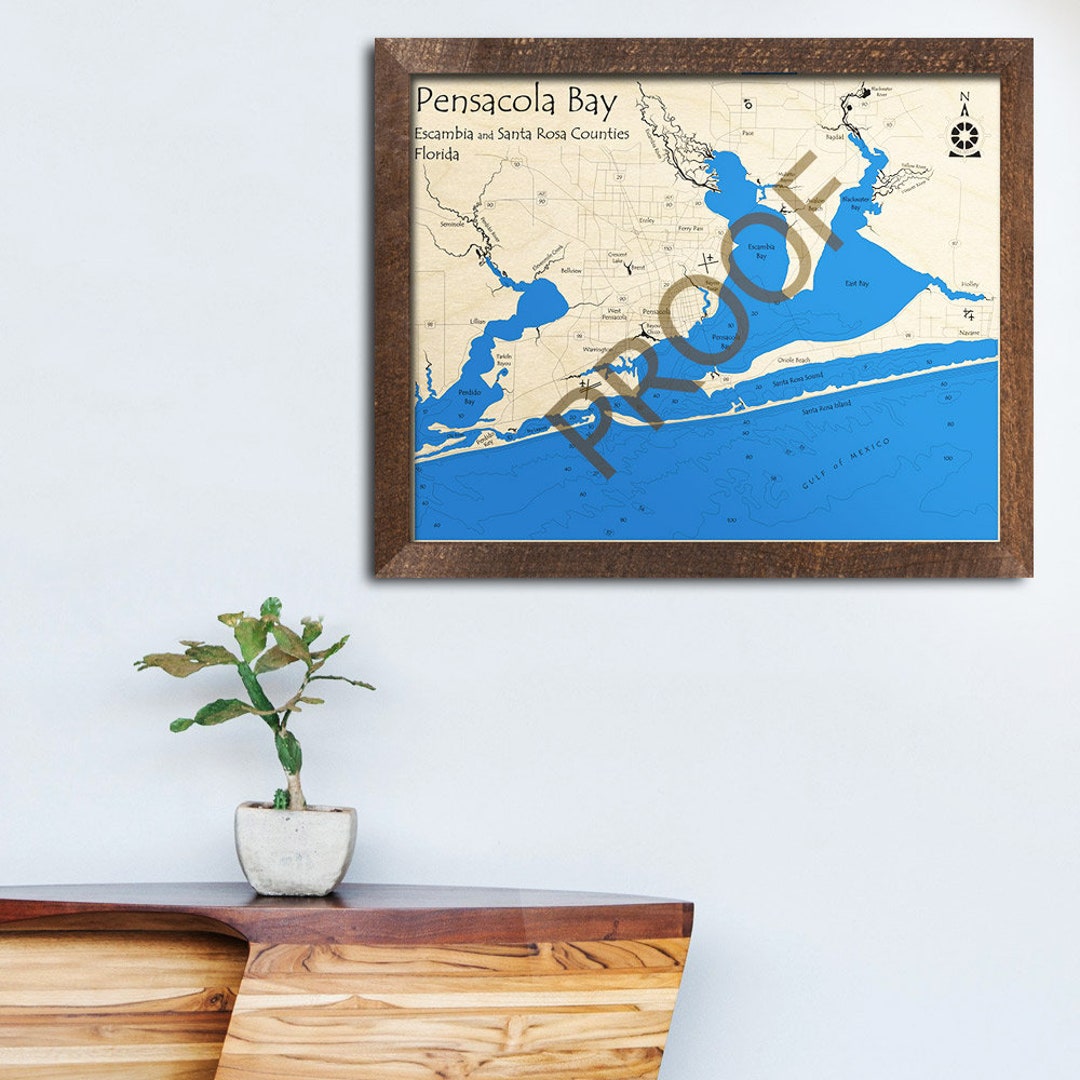 Pensacola Bay - Perdido Bay - Santa Rosa Island, Florida 3D Map ...