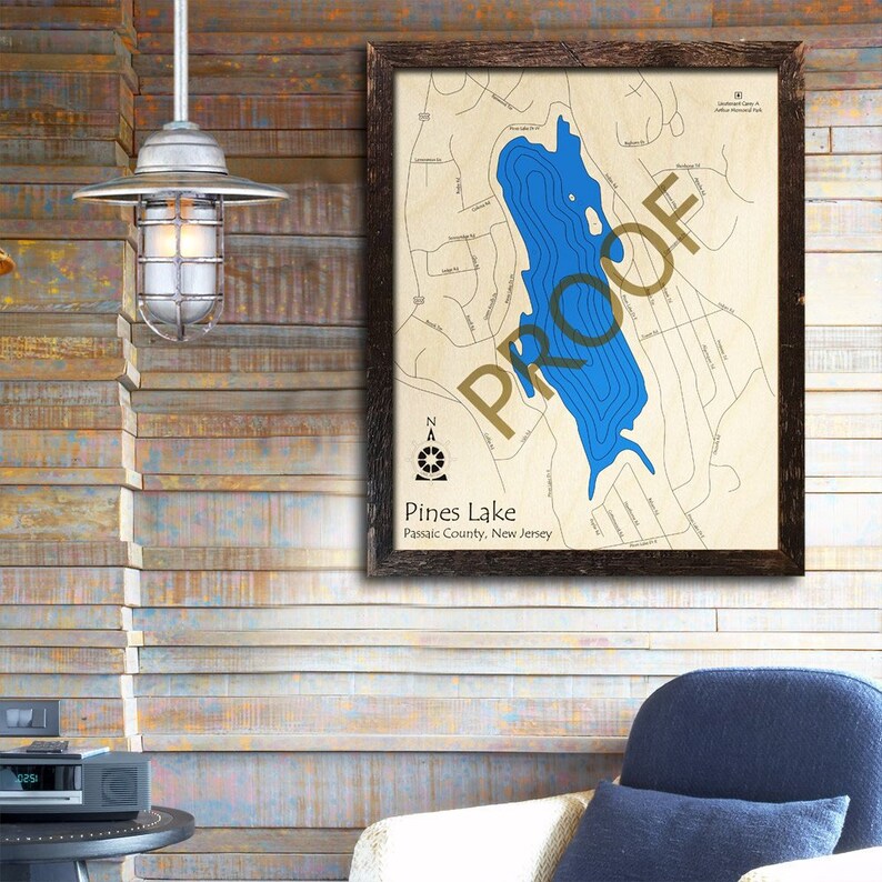 Pines Lake New Jersey 3D Wood Map Custom Cabin Decor - Etsy