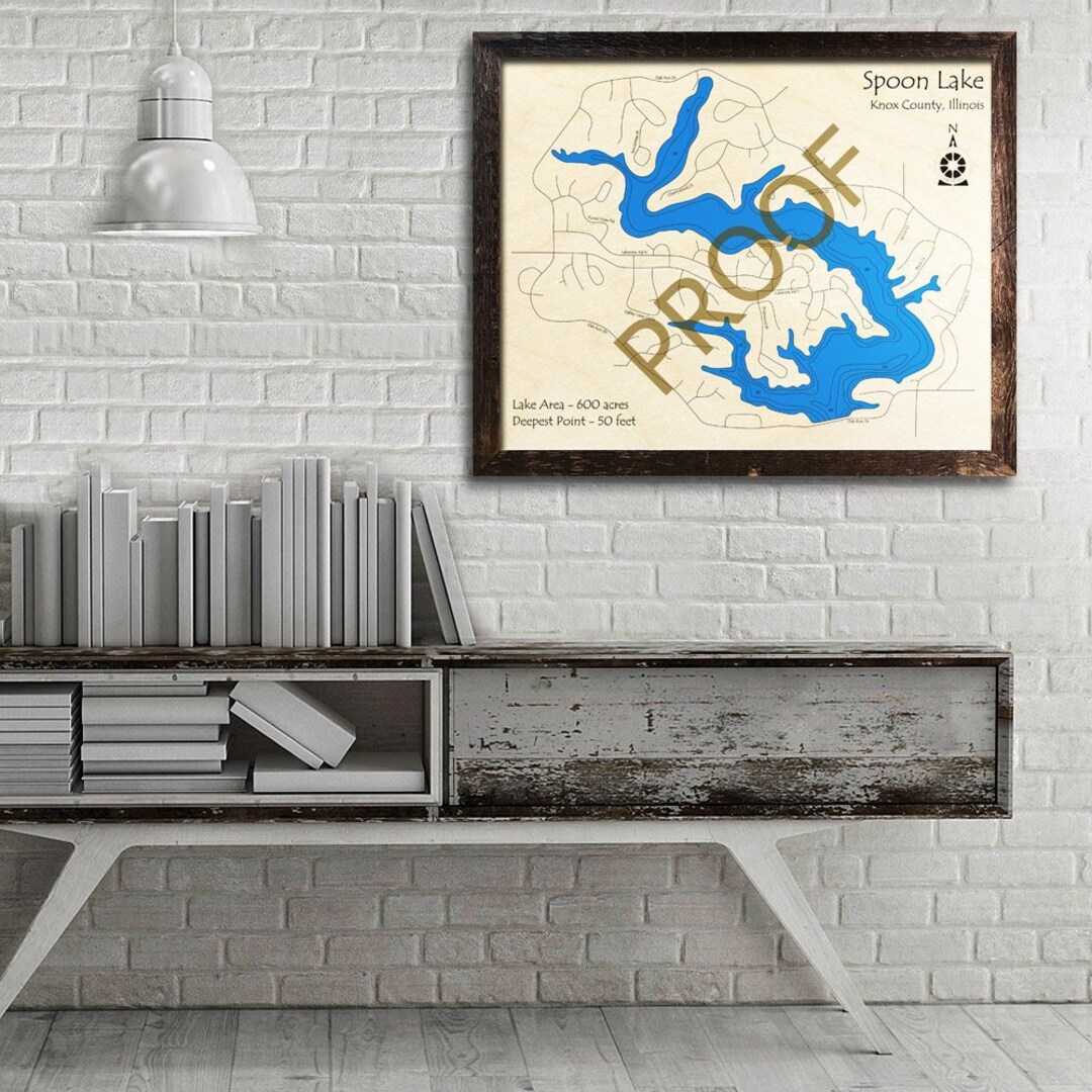 Spoon Lake, Illinois 3D Wood Map | Cabin Decor - Lake House Décor ...