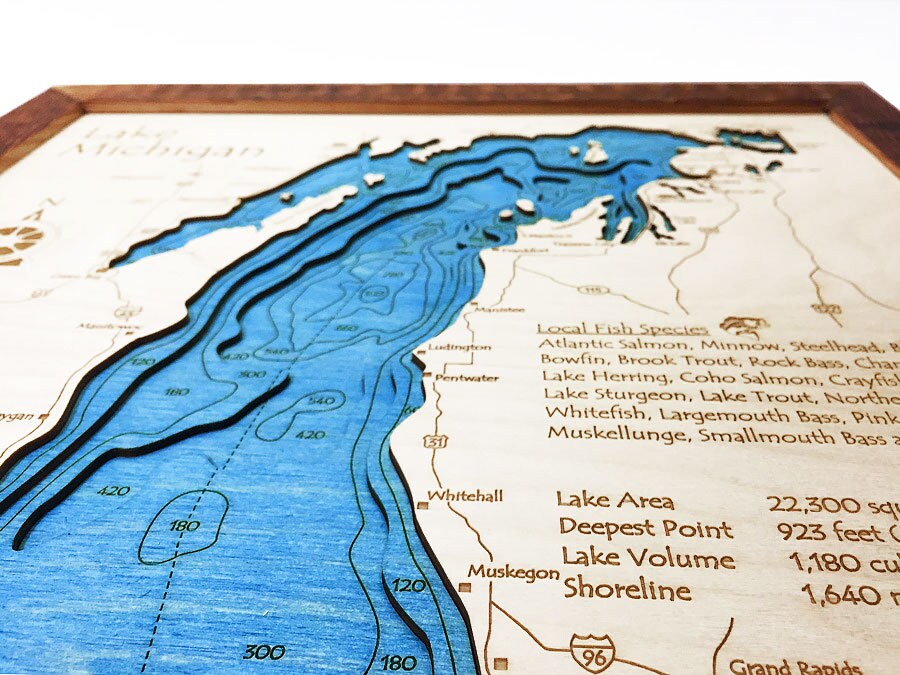 3D Lake Michigan Wood Map Great Lakes Wall Art Engagement - Etsy