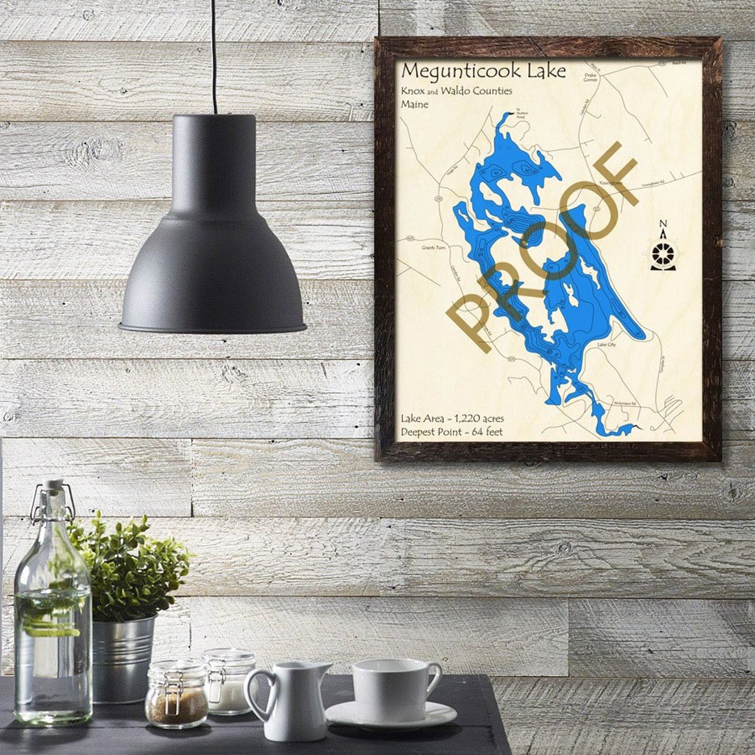 Megunticook Lake, Maine 3D Wood Map | Cabin Decor - Lake House Décor ...
