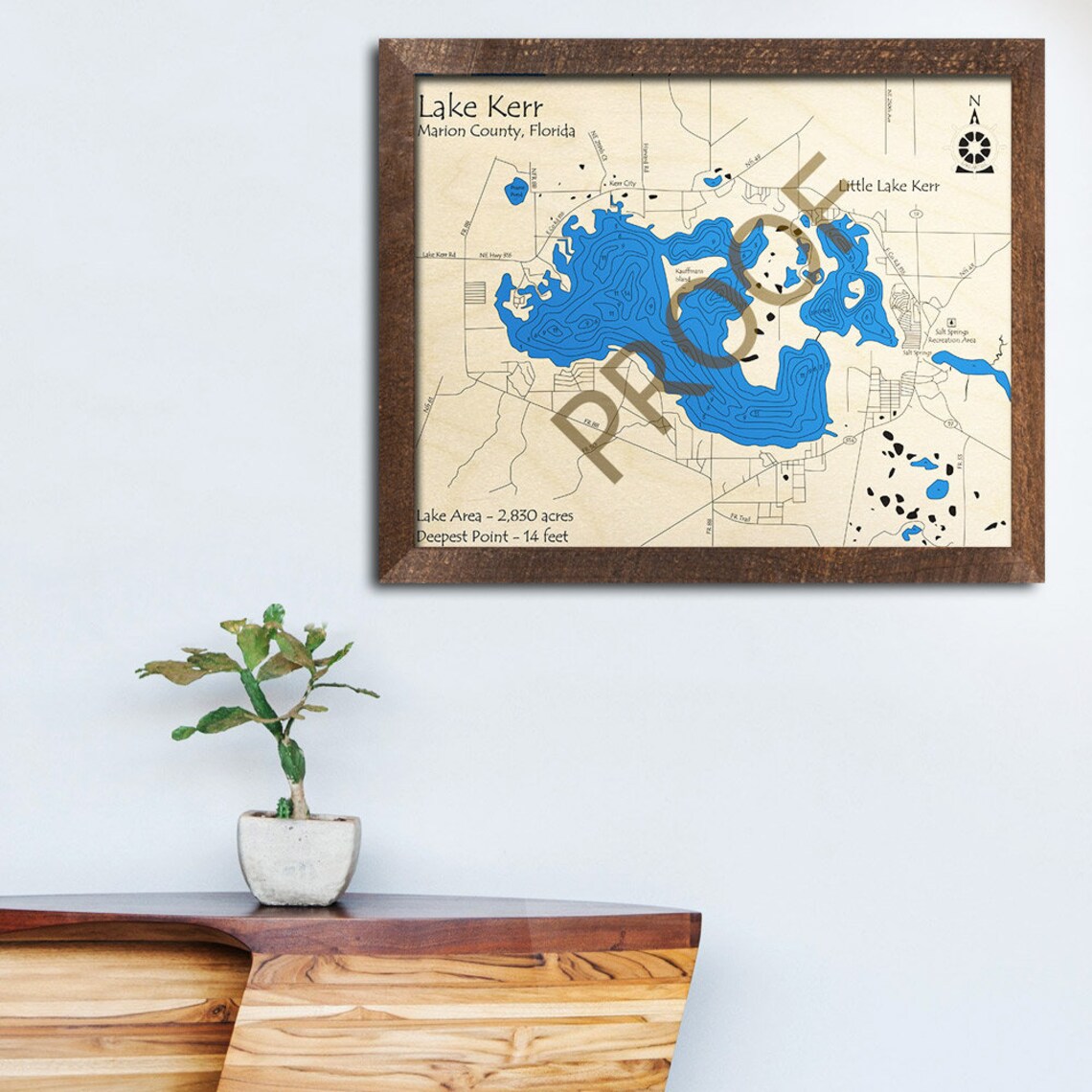 Lake Kerr, FL 3D Map | Custom Nautical Map, Unique Cabin Decor, Lake ...