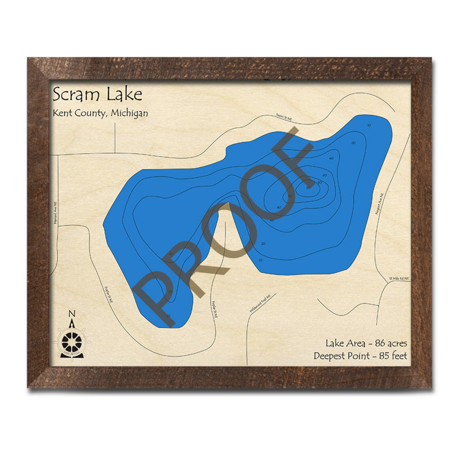 Scram Lake MI 3D Wood Carved Map Custom Nautical Map Cabin - Etsy
