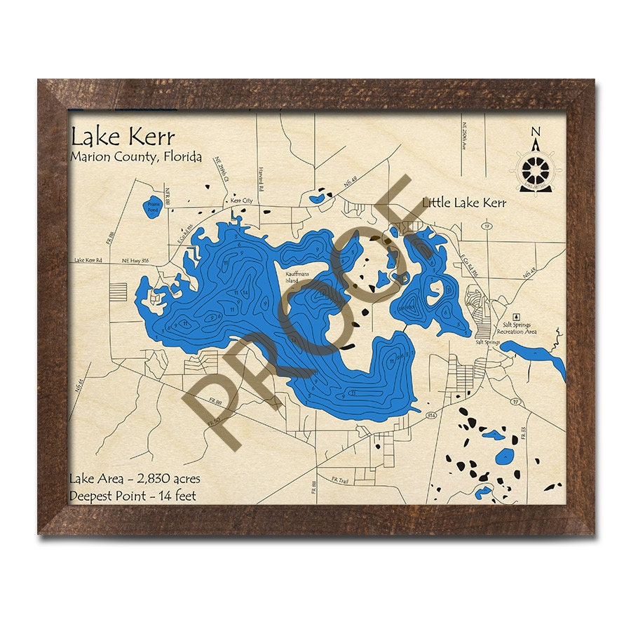 Lake Kerr FL 3D Map Custom Nautical Map Unique Cabin | Etsy