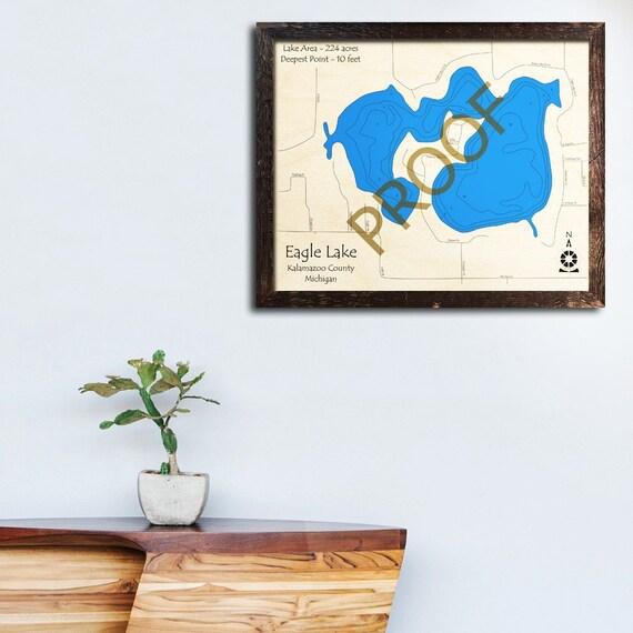 Eagle Lake Michigan 3D Wood Map Cabin Decor Lake House - Etsy