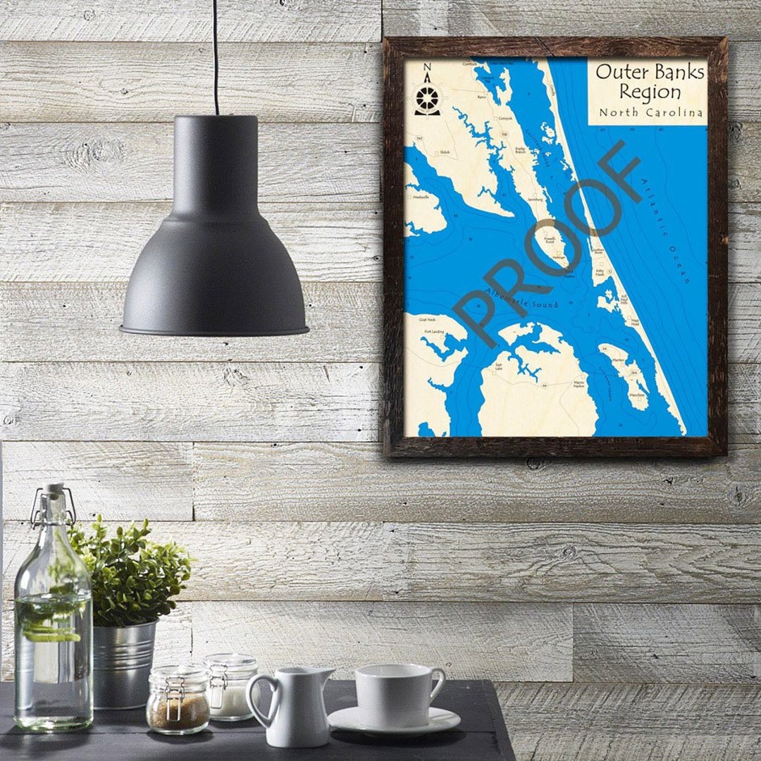 Outer Banks Region NC 3D Laser-cut Wood Map | Beach House Décor ...