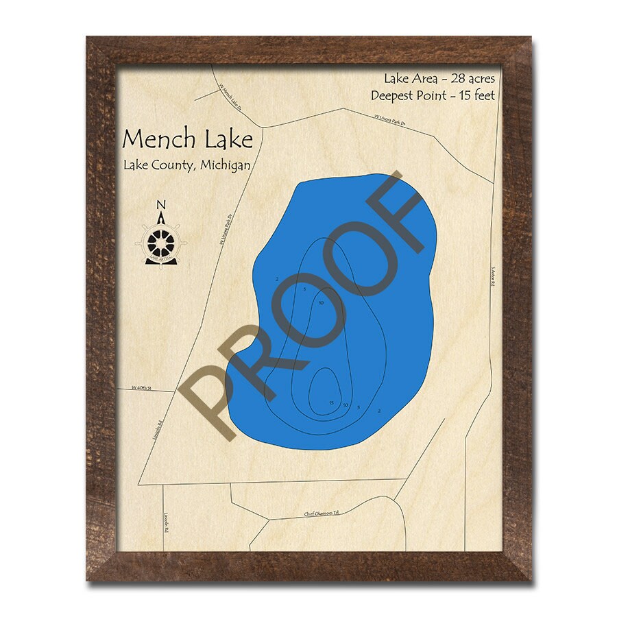 Mench Lake MI 3D Wood Map Custom Nautical Map Cabin Decor | Etsy