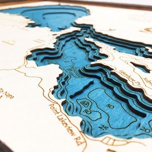 Clear Lake California 3D Nautical Wood Map Laser-etched Carved Wooden ...