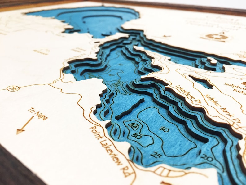 Clear Lake California 3D Nautical Wood Map Laser-etched - Etsy
