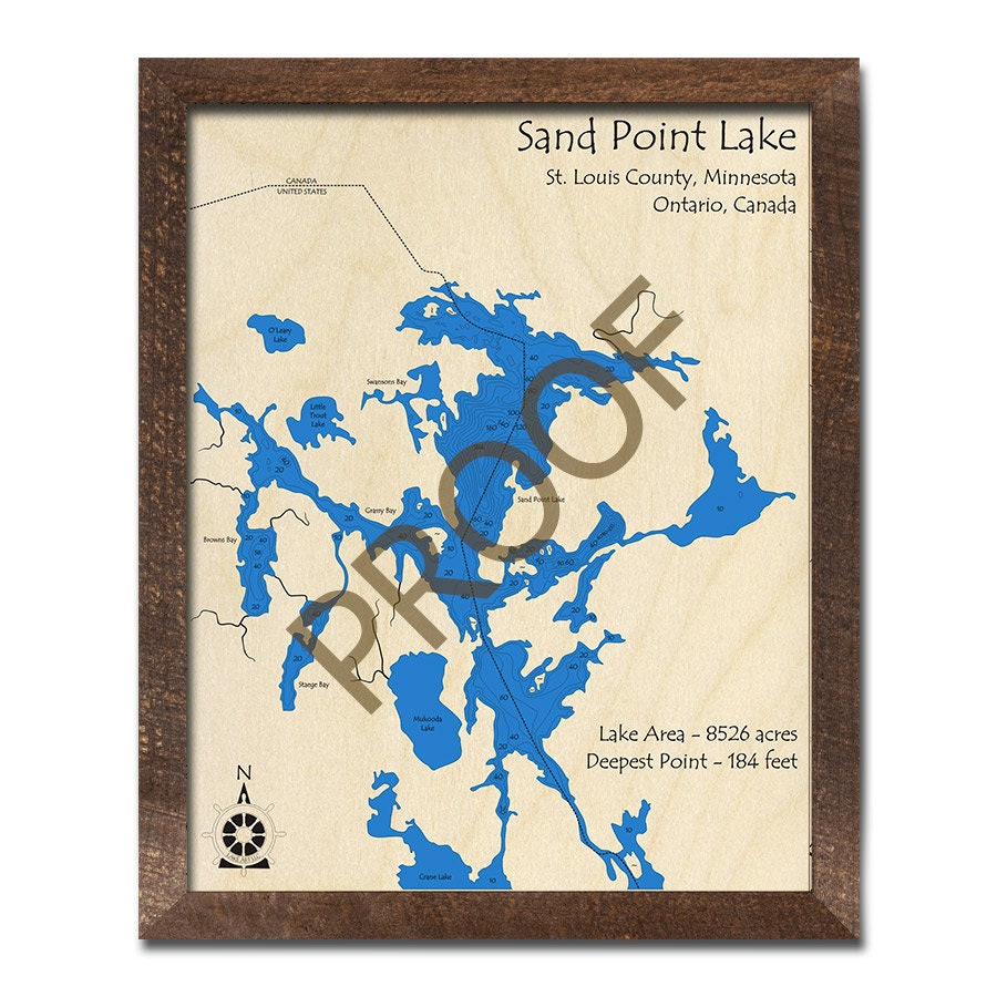 Sand Point Lake MN 3D Wood Map Custom Nautical Map Cabin | Etsy