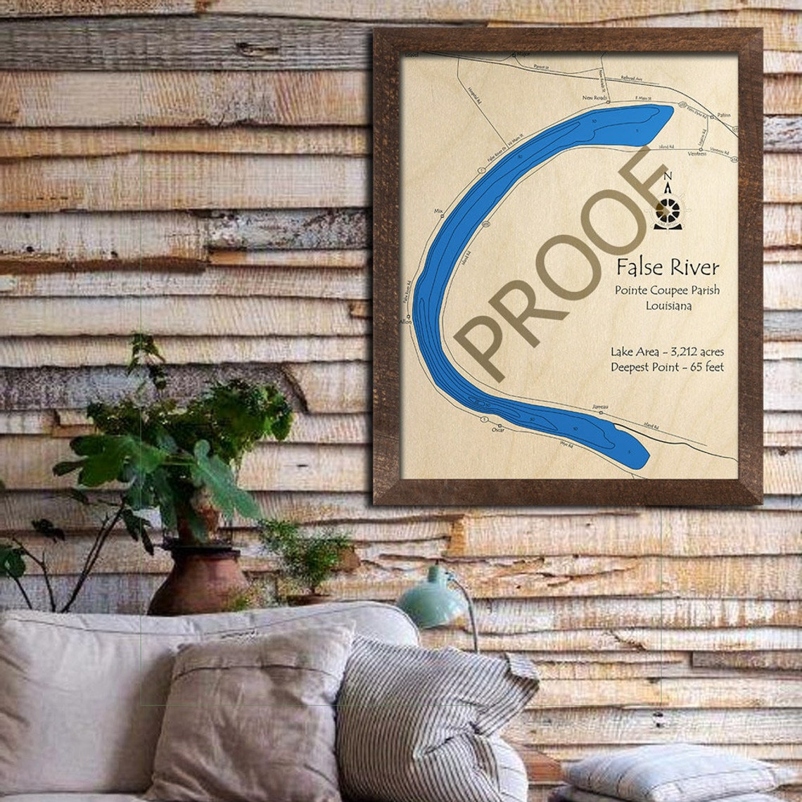 False River Louisiana 3D Wood Map Custom Nautical Map - Etsy