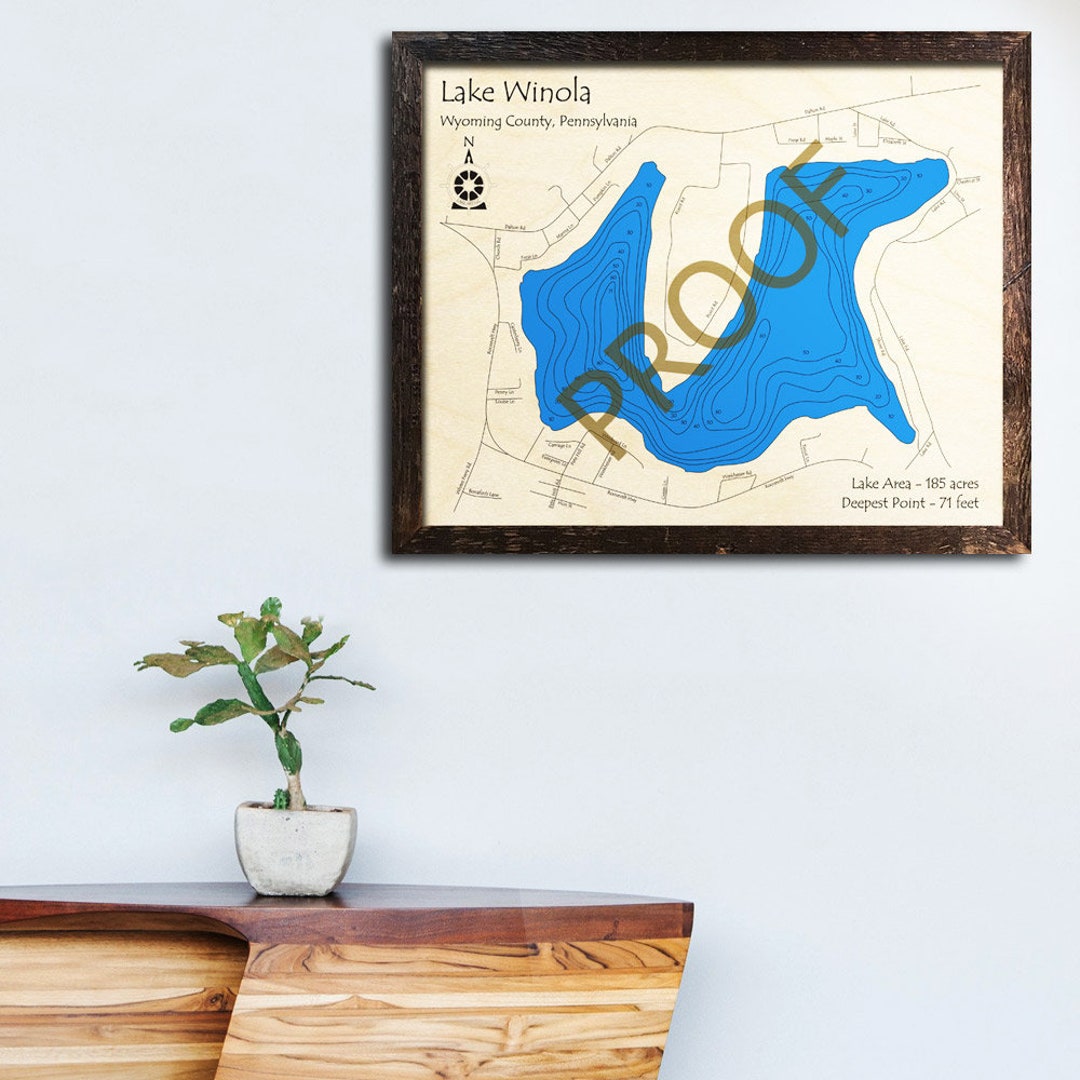 Lake Winola, Pennsylvania 3D Wood Map | Lake House Décor - Cabin Decor ...