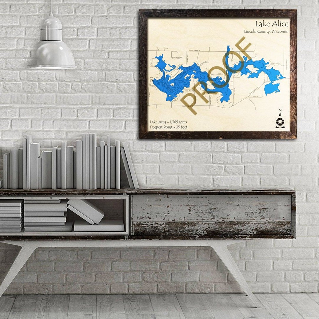 Lake Alice, Wisconsin 3D Wood Map | Cabin Decor - Lake House Décor ...
